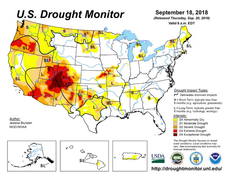 U.S. Drought Monitor map shows high levels of drought in Utah ...