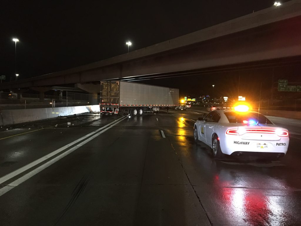 Semi jack-knifes, blocks multiple lanes of I-15