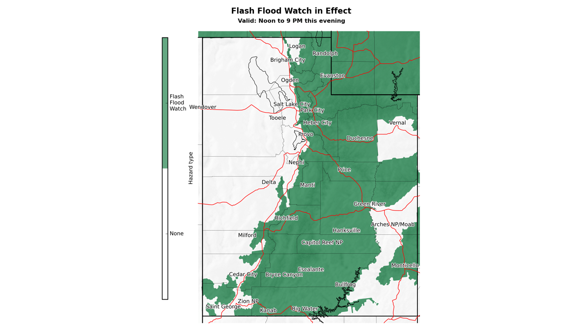 Flash Flood Watch issued for most of central and eastern Utah ...